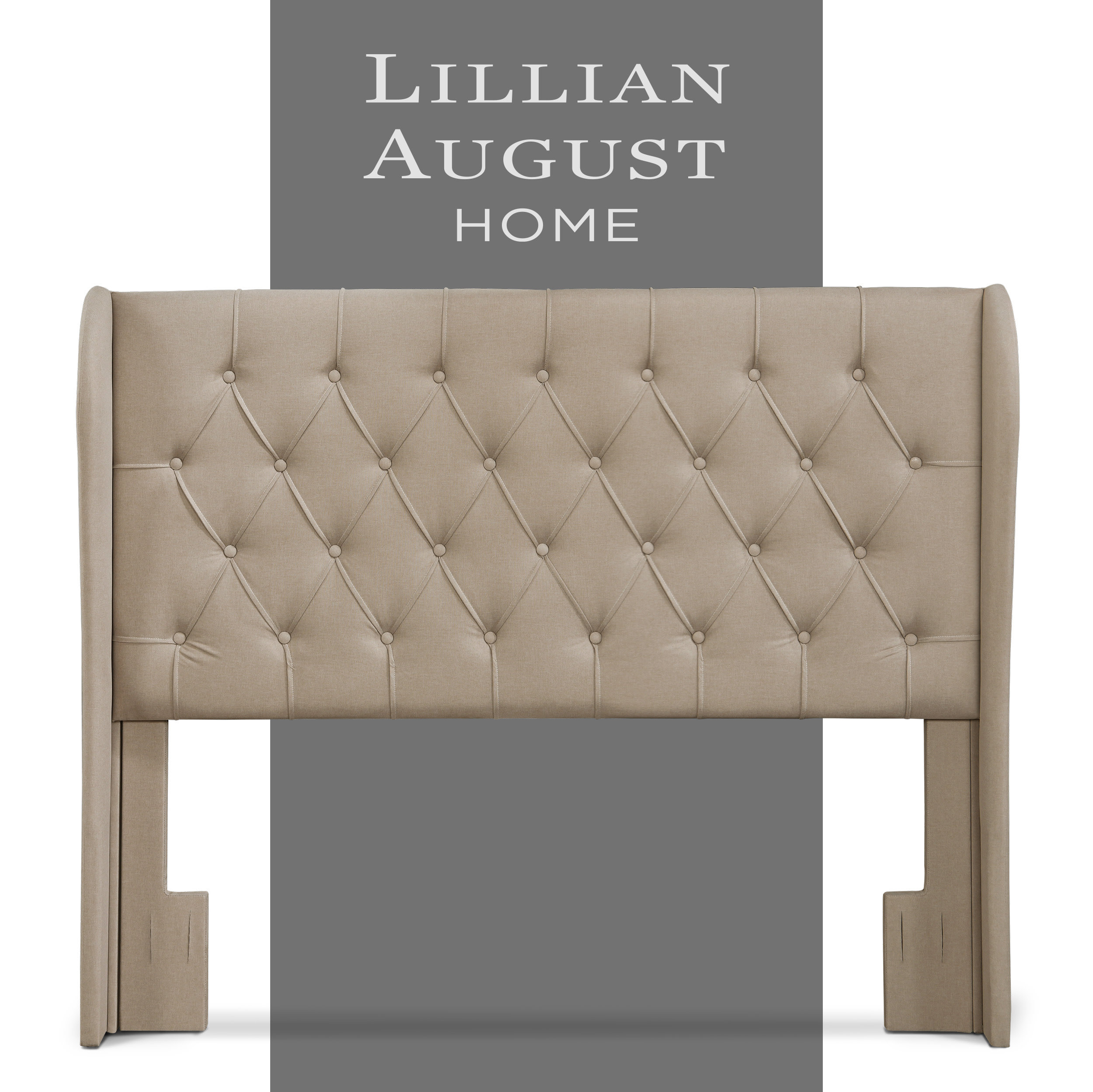 Lillian August Modern Wingback Upholstered Headboard with Diamond ...