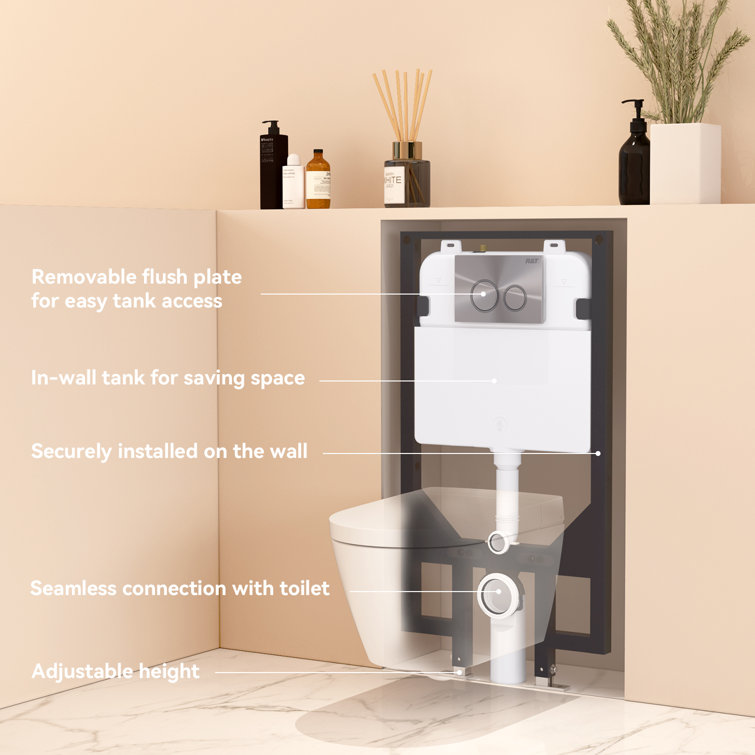 R&T Concealed Toilet Carrier Frame With Dual-flush Tank For 2x4 ...