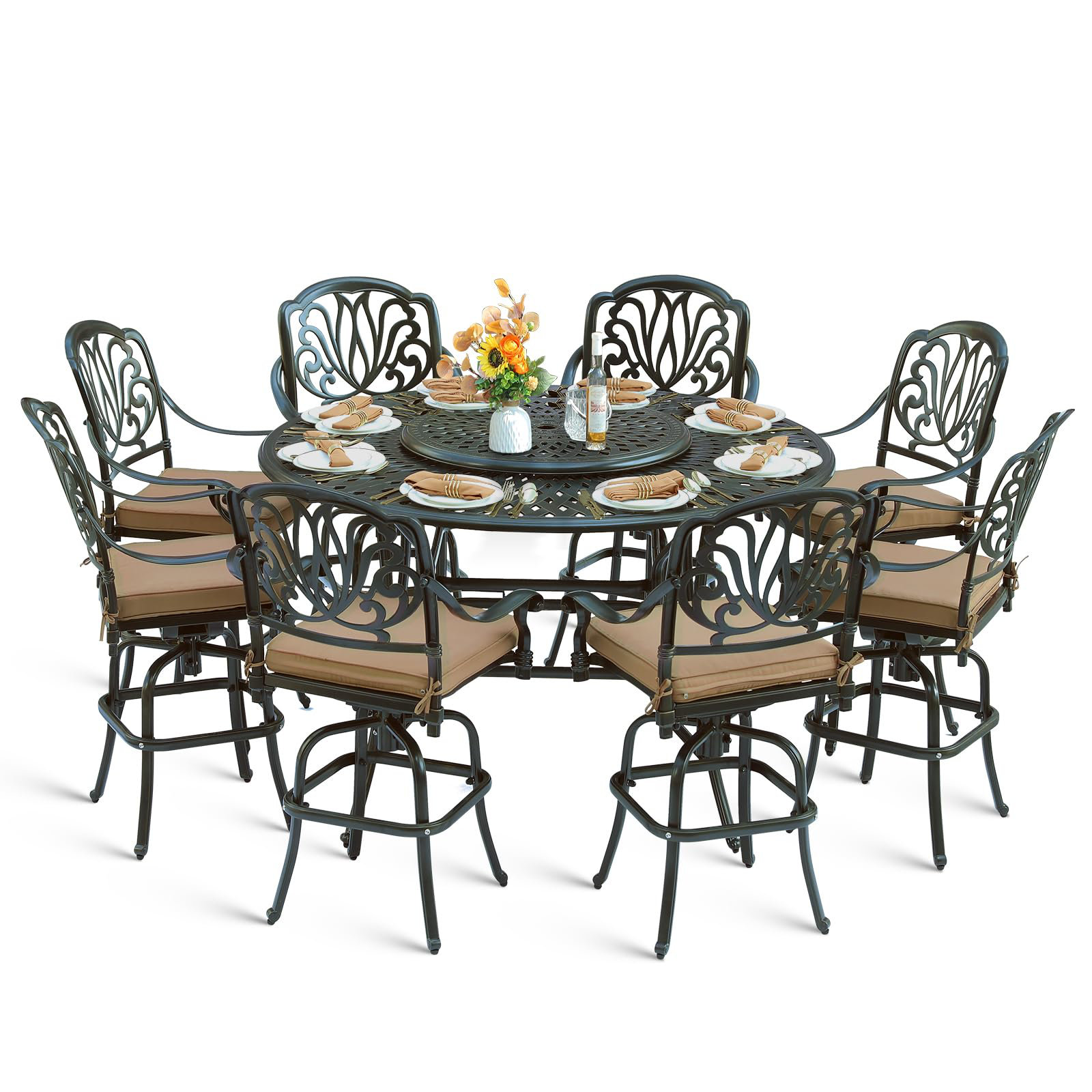 Bloomsbury Market 10-Piece Outdoor High Patio Dining Set, Free-Rust ...