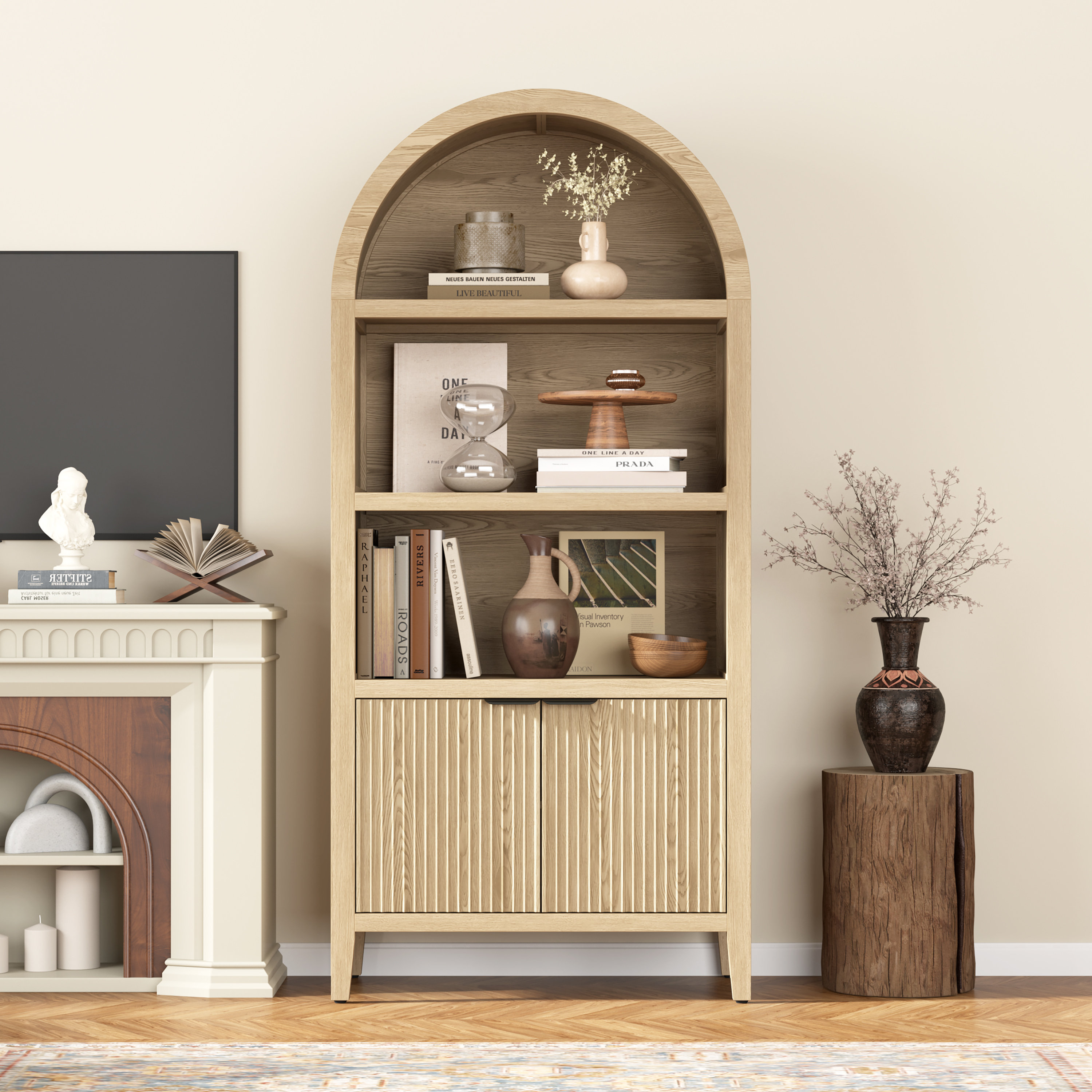 Latitude Run® 71" Arched Storage Bookcase, Display Cabinet & Reviews ...