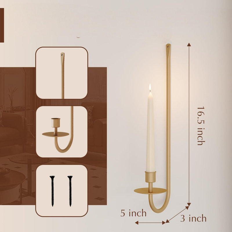CHUANGWENYI Metal Wall Candle Sconce Holder Set Of 2 Wall Mount Candle ...