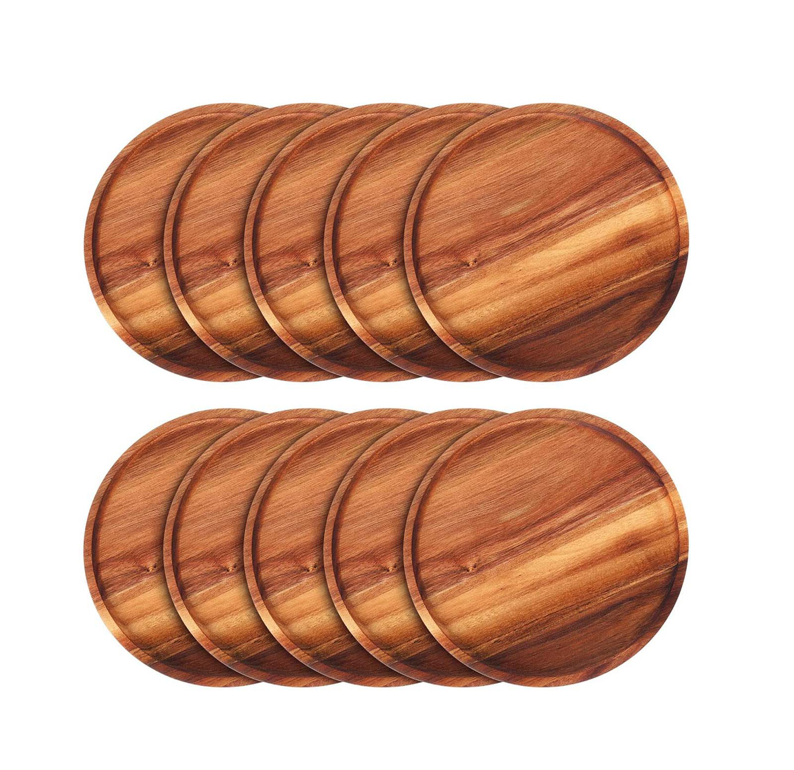 NEUTRALPOSTURE 10 Pieces Acacia Round Wood Plates 12 X 0.6 Inch Dinner ...