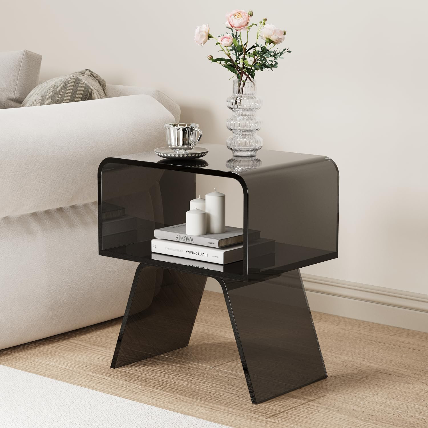 Brayden Studio Acrylic Nightstand Side Table Modern Nightstand Clear ...
