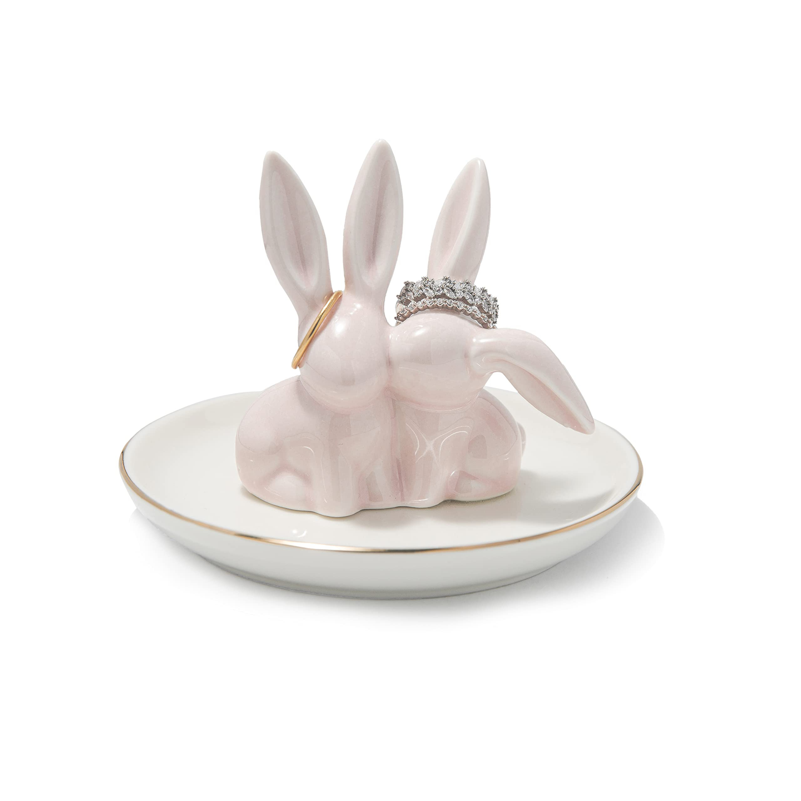 Gracie Oaks Bunny Ring Holder Rabbit Ring Dish Ceramic Jewelry Holder ...