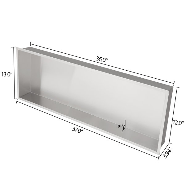 Logmey 36" W x 12" H Stainless Steel Wall Niche Bathroom Shower Niche ...