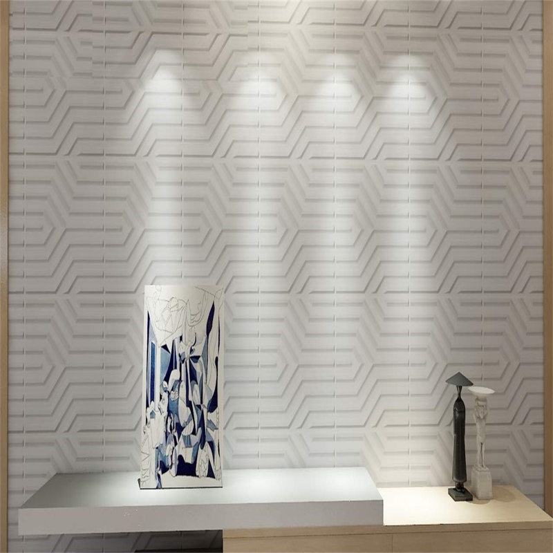 Ivy Bronx Matt White PVC 3D Wall Panels Geometric Mate Design, (12 Pack ...