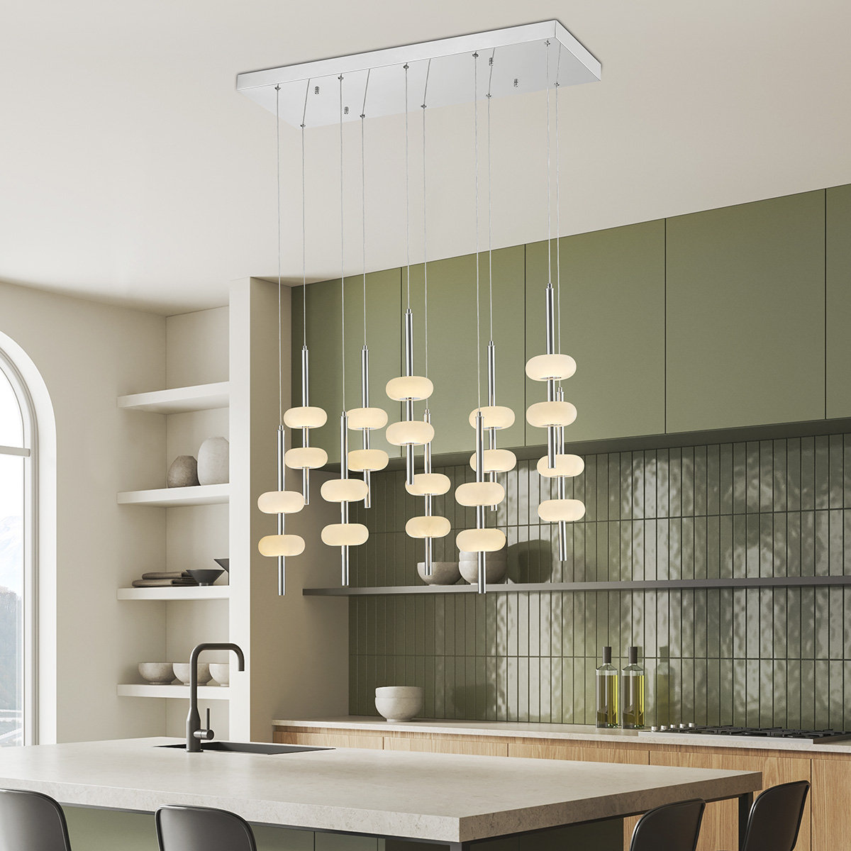 Orren Ellis Double Spanish Alabaster Rectangular Chandelier | Wayfair