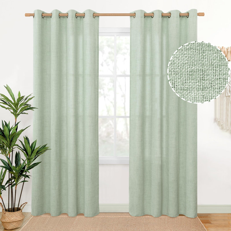Hokku Designs Linen Textured Drapes Light Filtering Window Panels | Wayfair