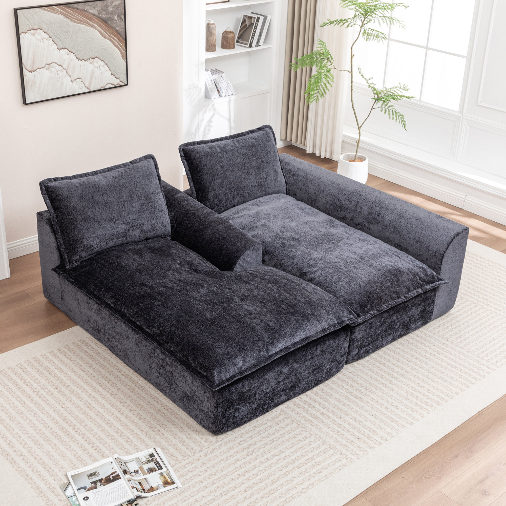 Wrought Studio 103" Cloud Sectional Couch Boneless Modern Modular Large ...
