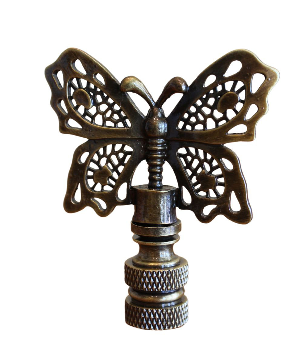 Home Concept Inc Decorative Butterfly Lamp Finial Antique Brass, 2.3"h ...