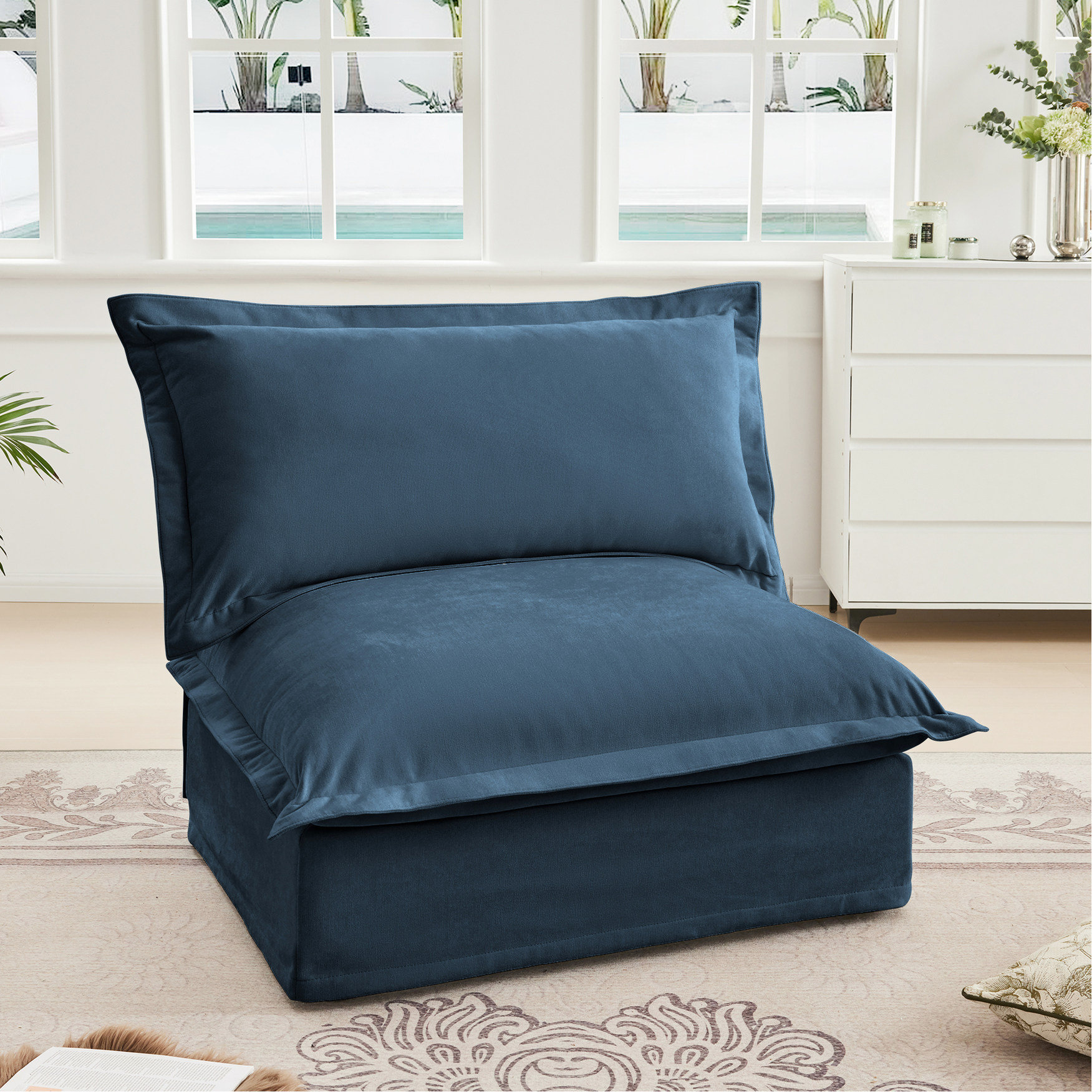 Ebern Designs Blue Seat Without Arms: & Spacious Seating For Relaxation ...