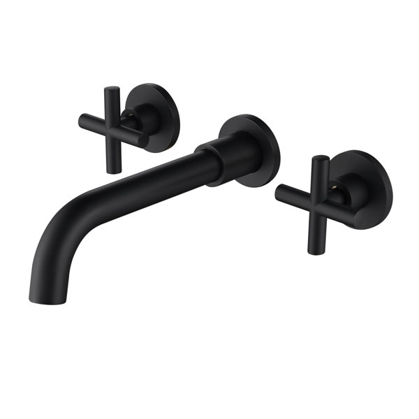 RoseateRustic Matte Black Bathroom Sink Wall Faucet - Brass Build With ...