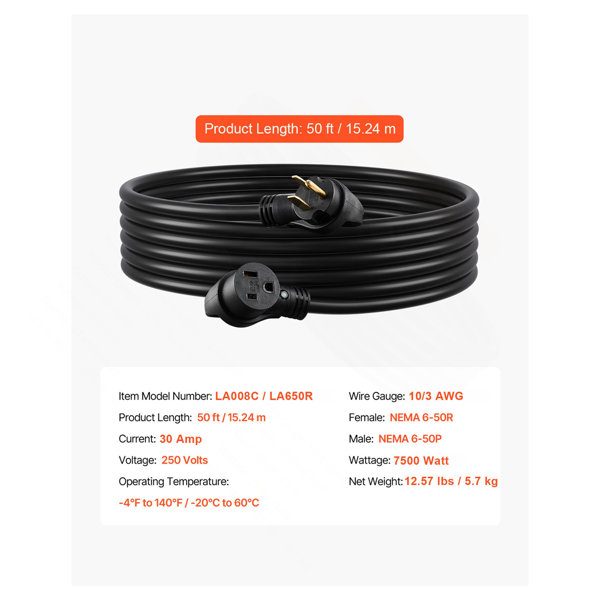 Jiafan Welding Extension Cord 50Ft MIG TIG Plasma Welding Cord 30A ...