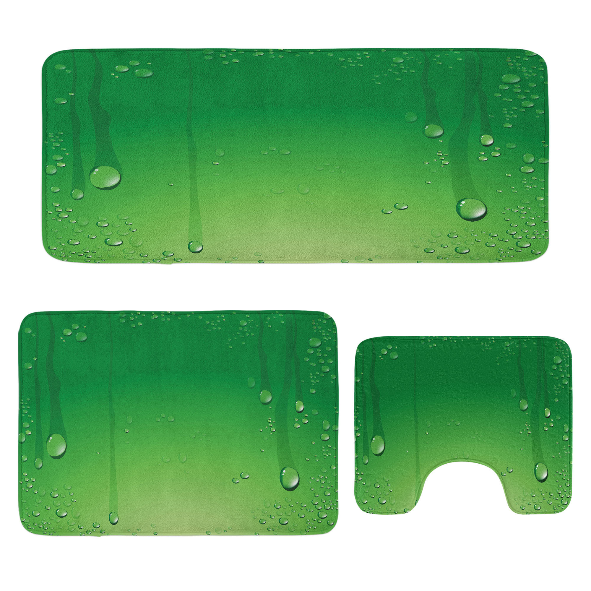 East Urban Home Green Bathroom Rug Set 3 Pieces U-Shape & Rectangle ...