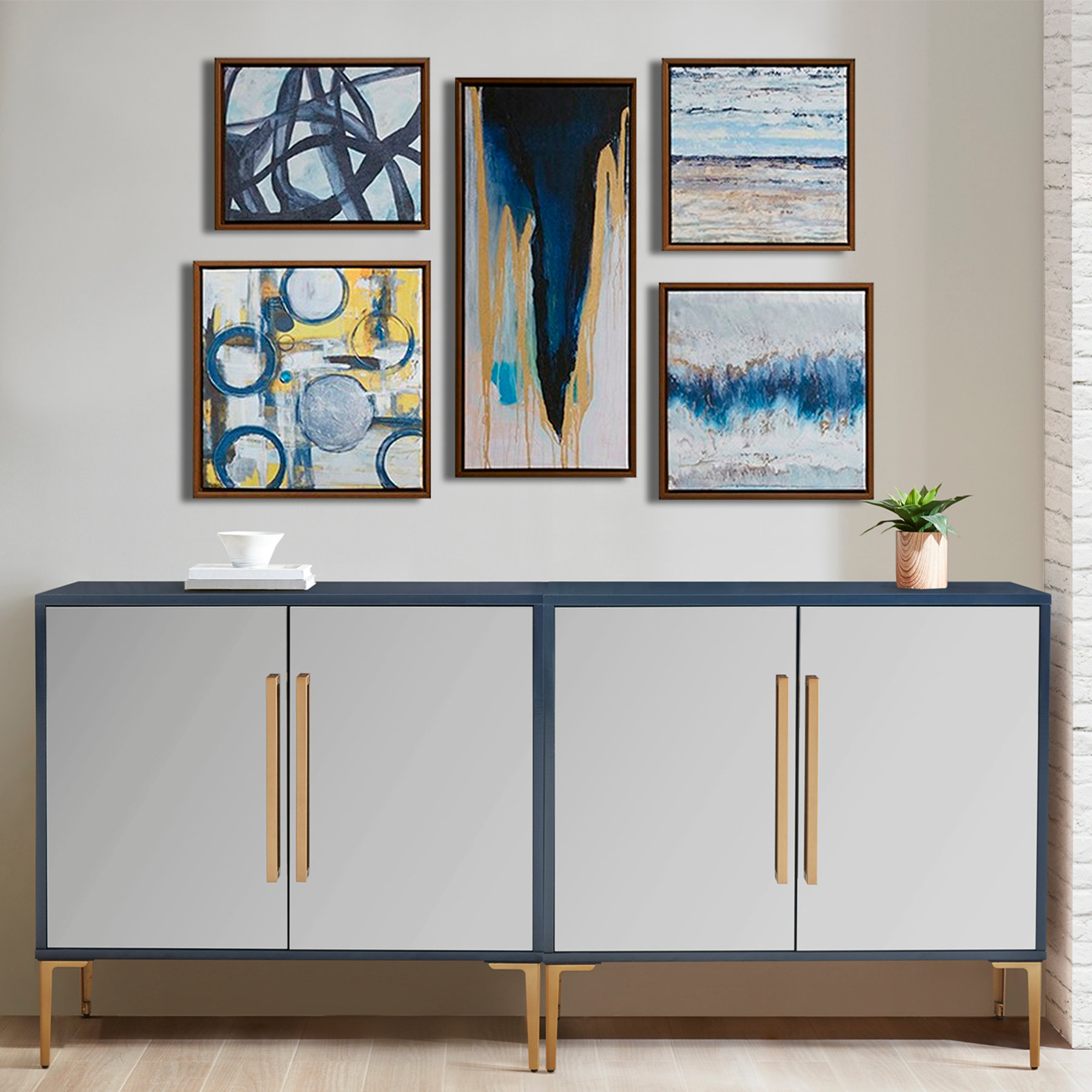 Dmond Abstract 5-piece Gallery Framed Canvas Wall Art Set | Wayfair