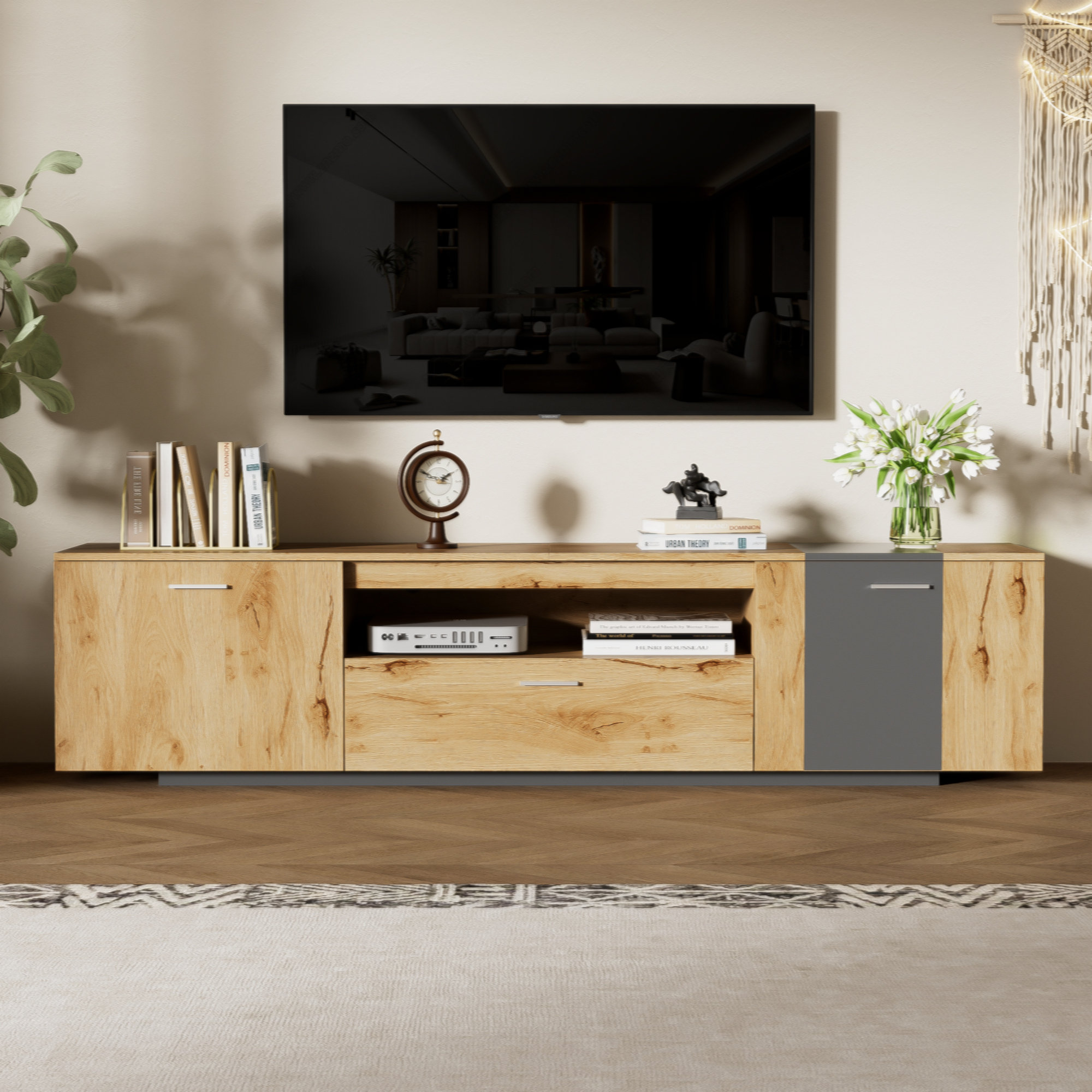 Red Barrel Studio® 70'' Modern TV Stand With 3 Cabinets& Drawer ...