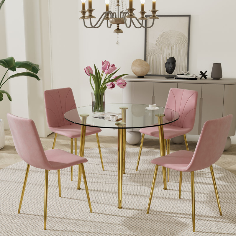 Mercer41 5 - Piece Round Glass Dining Set | Wayfair