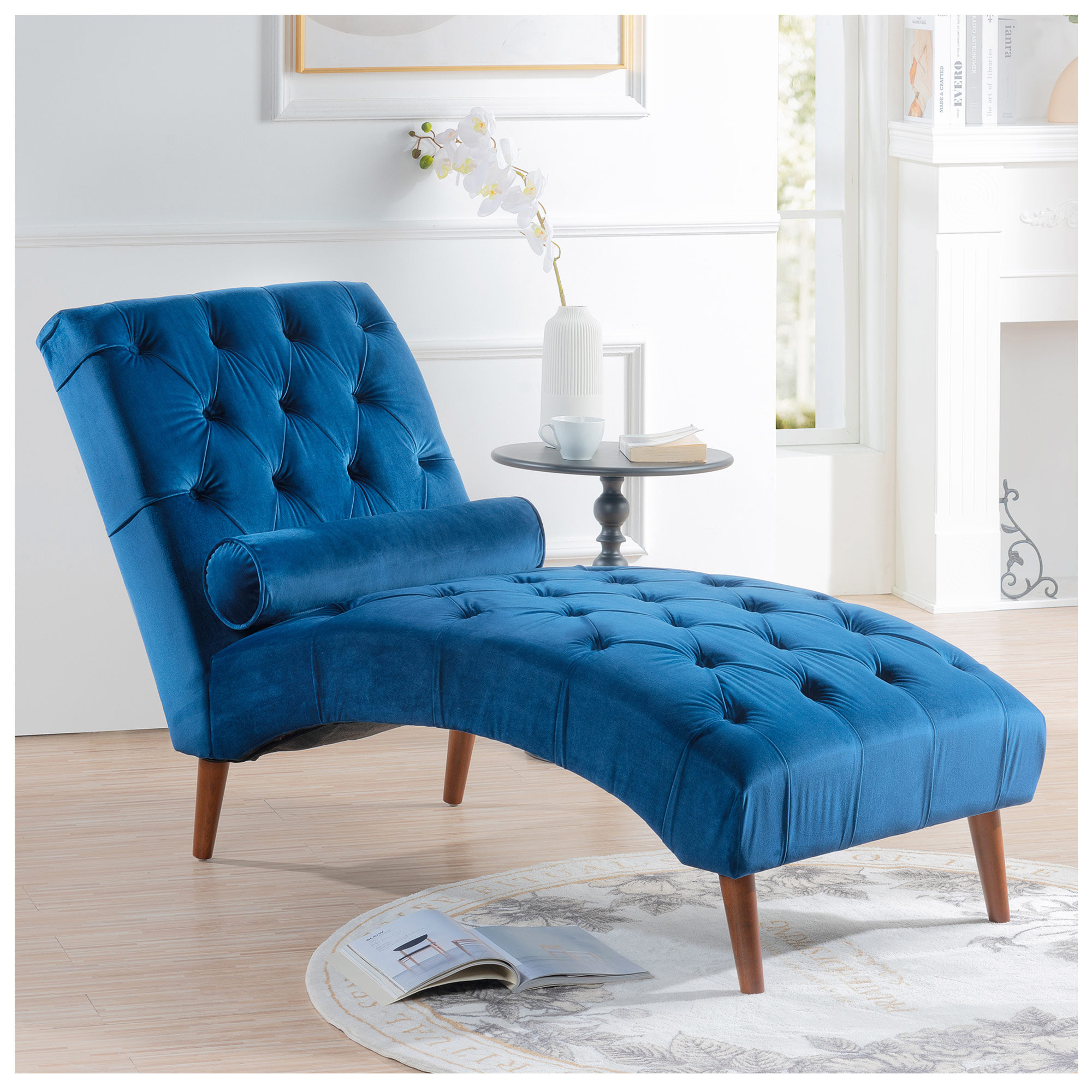 Vinura Modern Chairs For Bedroom - Soft Velvet Blue Lounge Chair For ...