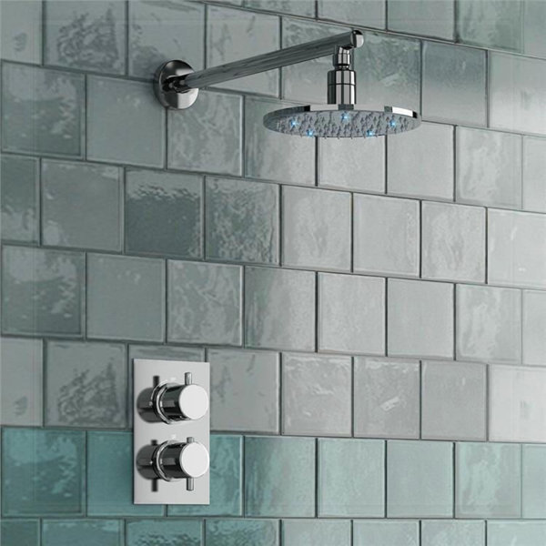 Juno Showers Colombes 8" Round LED Thermostatic Mixer Shower Kit Modern ...