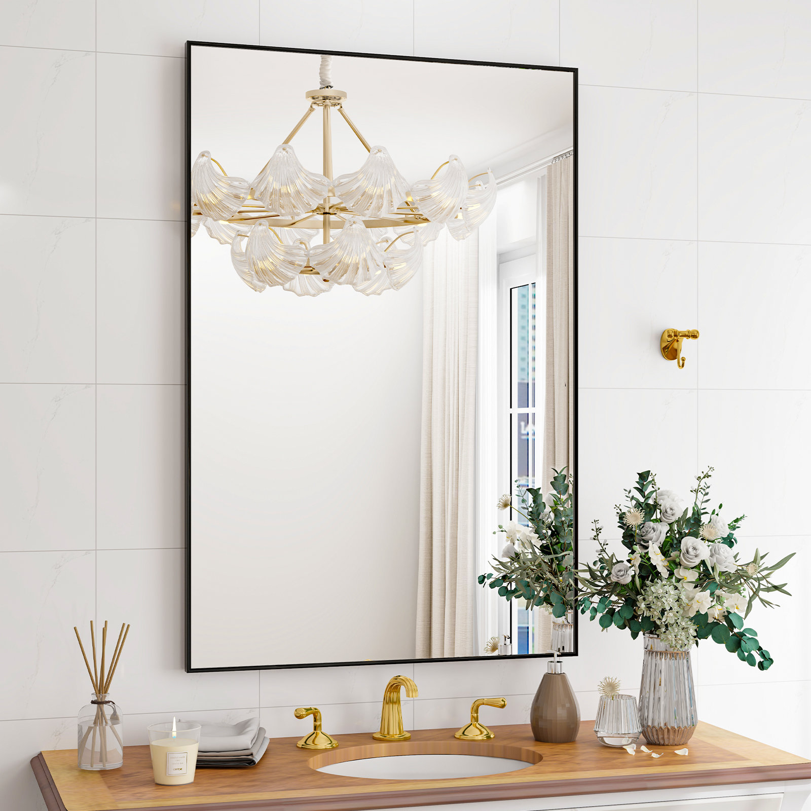 Everly Quinn Lucson Metal Framed Wall Mounted Bathroom / Vanity Mirror ...