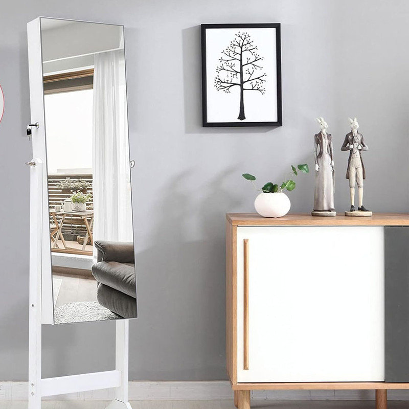 Wildon Home® Free Standing LED Jewellery Cabinet Standing Full Screen ...