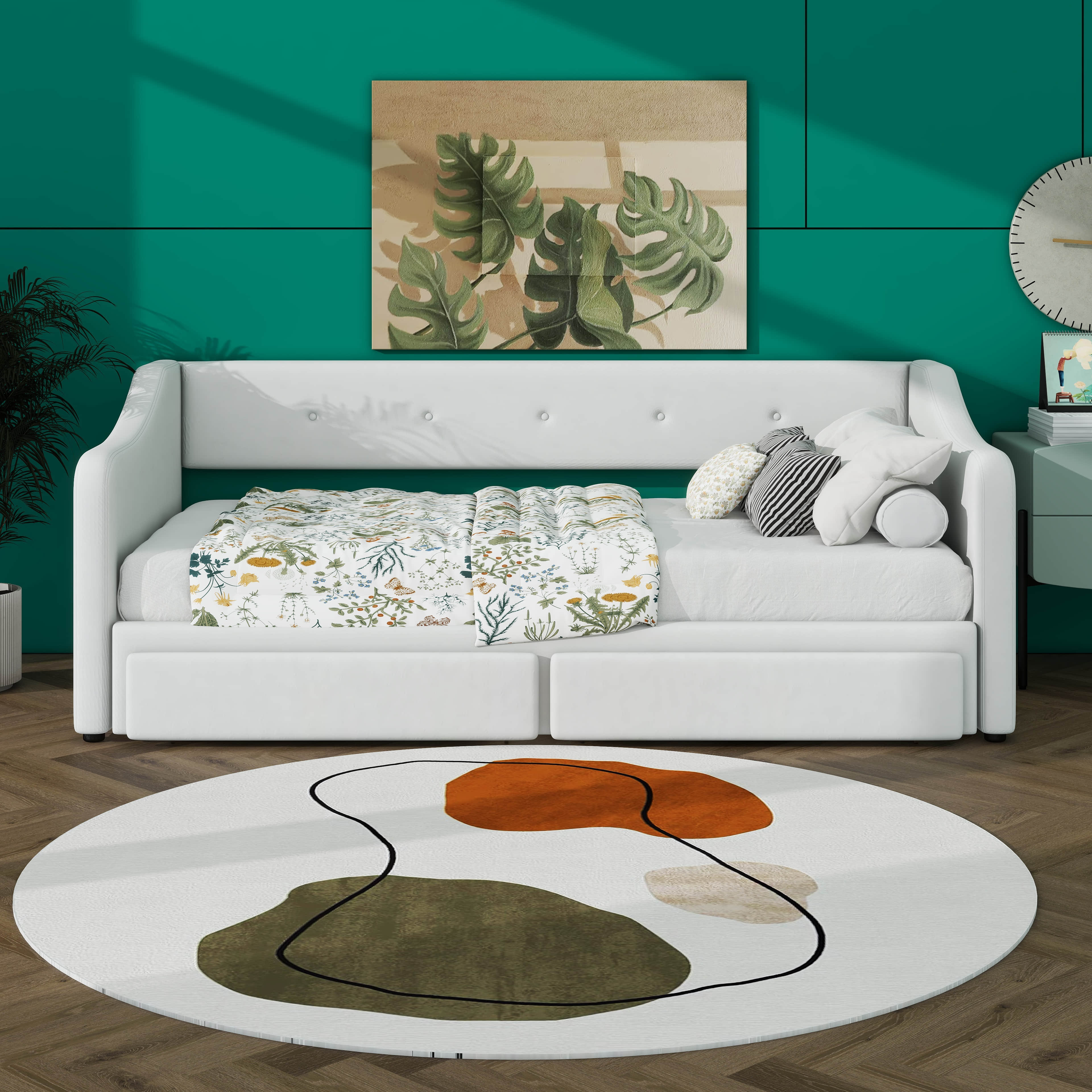 Lark Manor Twin XL To King Size Linen Upholstered Extendable Daybed ...