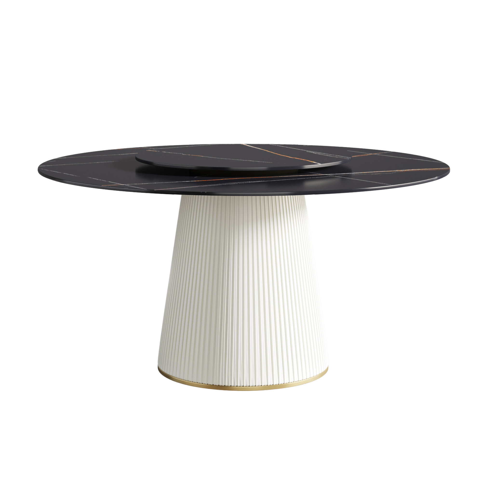 Orren Ellis Modern Artificial Stone Round Beige Plywood PU Base Dining ...