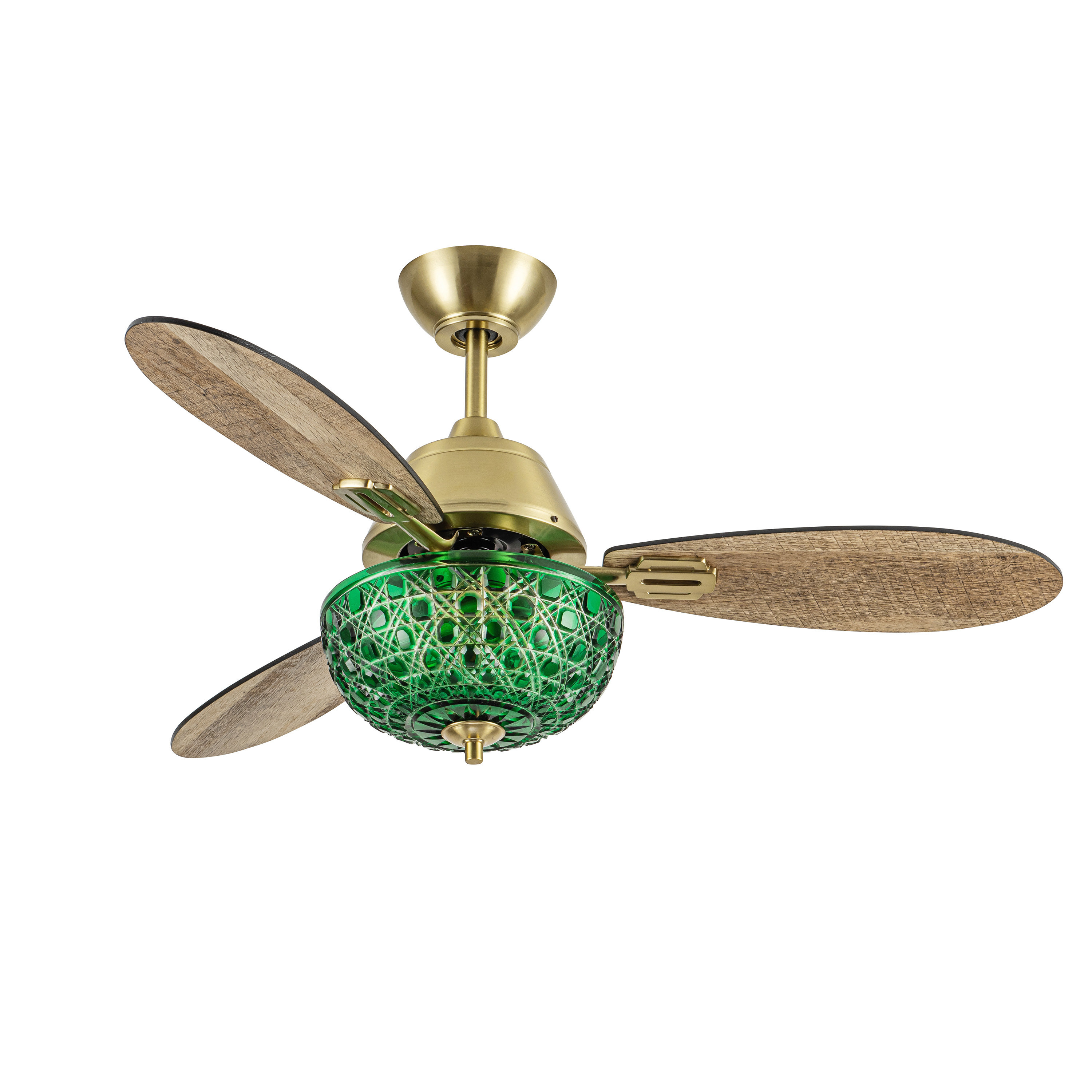 Bay Isle Home™ 42"W Brynn LED Indoor Green Hand-Cut Glass Globe Shade ...