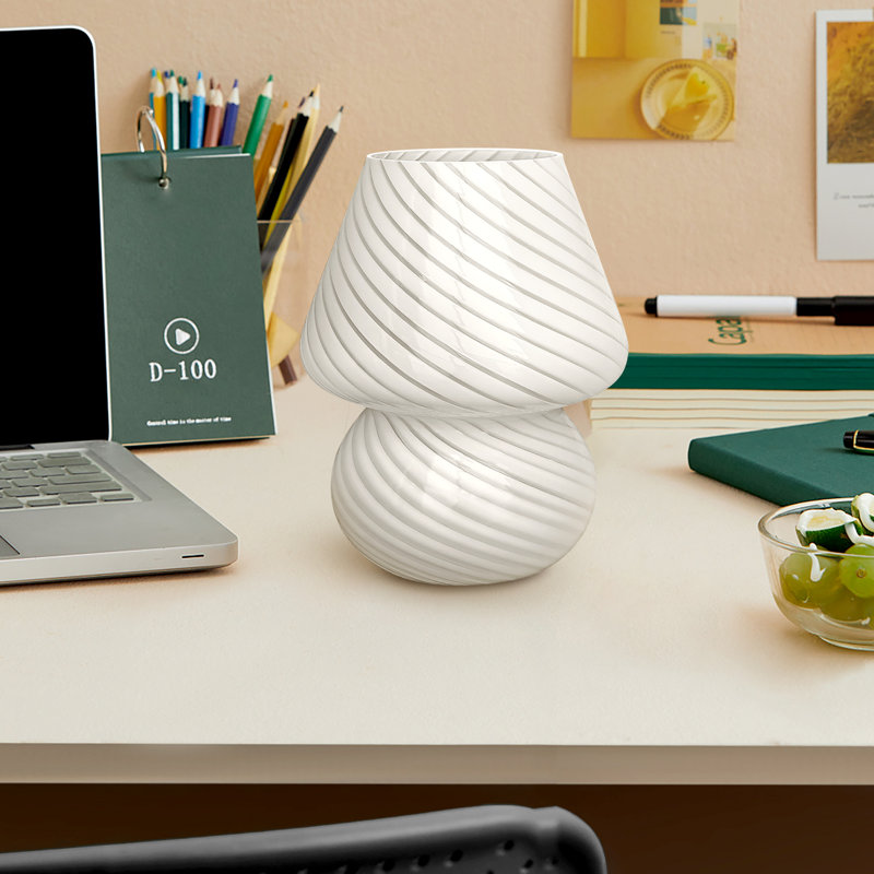 Wrought Studio™ Jaide Dimmable Mushroom Glass Table Lamp for Kids | Wayfair