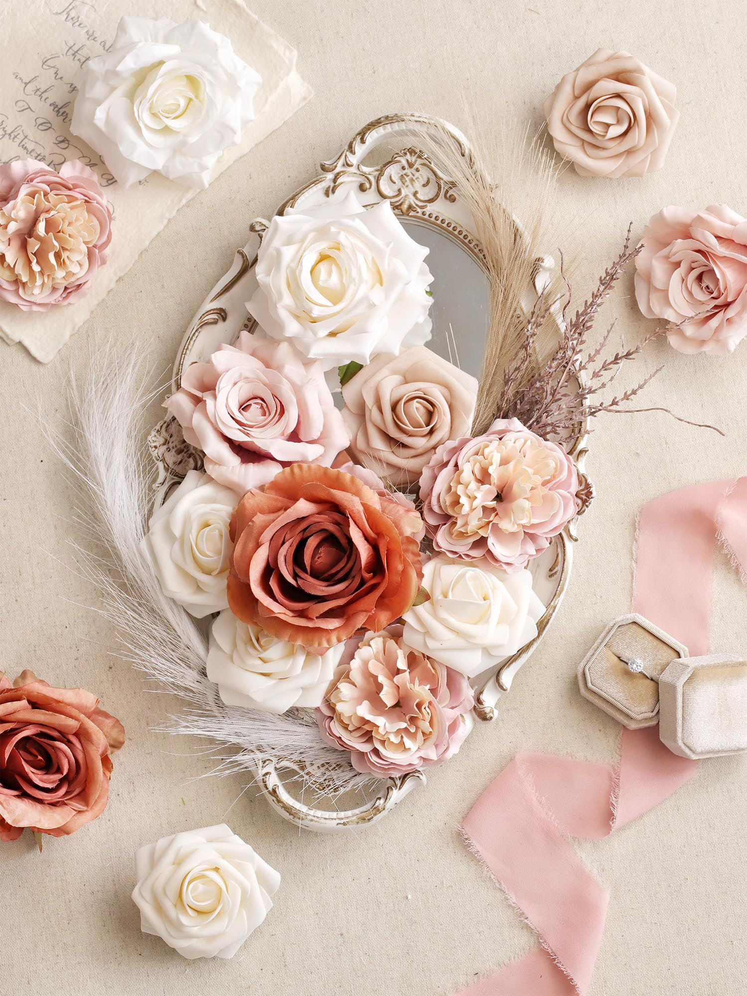 Primrue Artificial Flowers DIY Box Set Fake Roses Bouquet Bridal ...