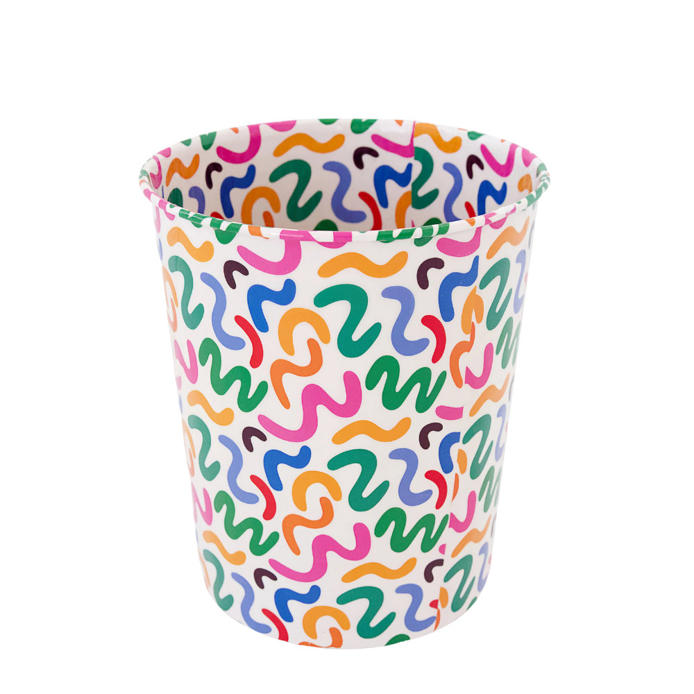 Pretty Bins Fun Playful Decorative Trash Can - Vibrant Squiggles Cute ...