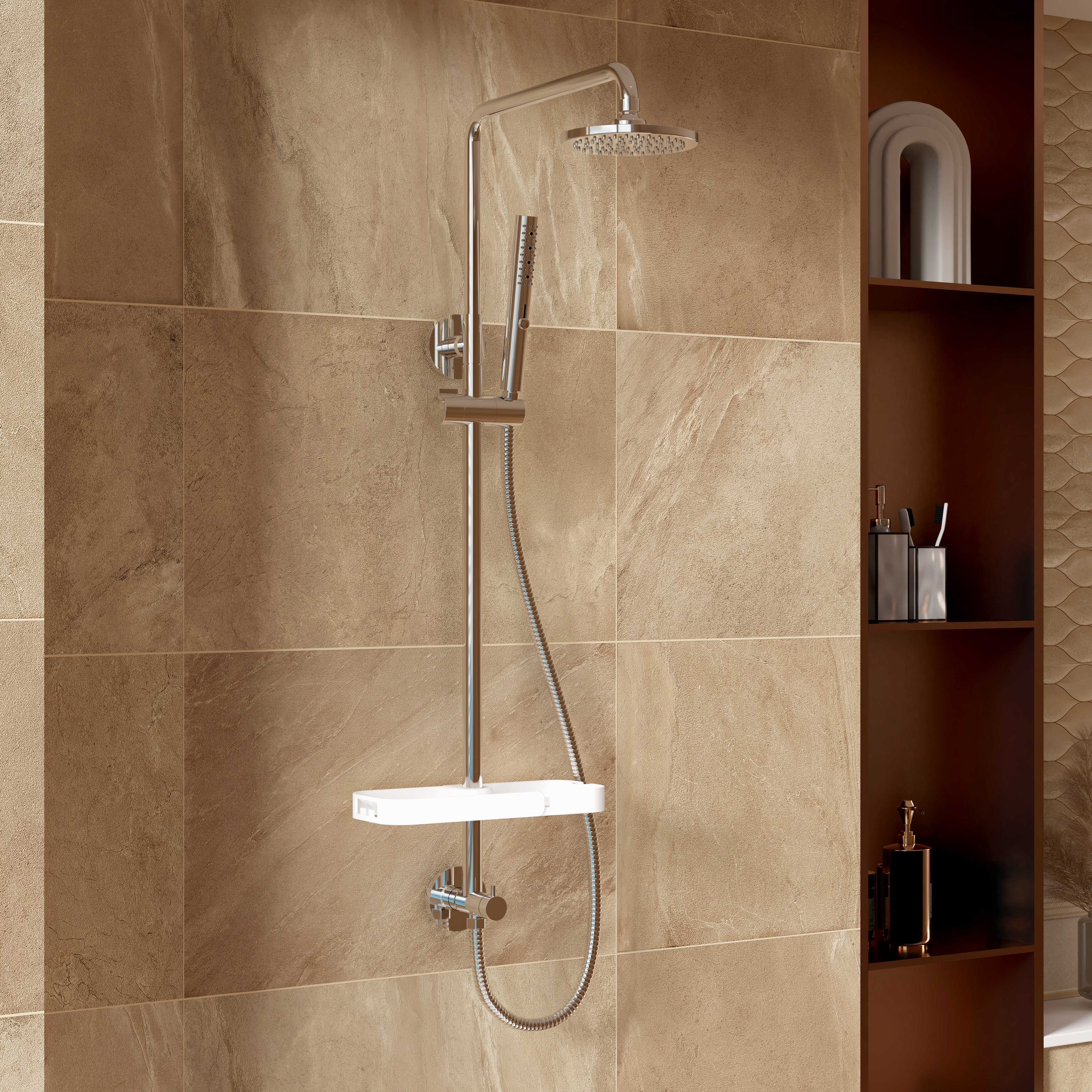 Homein Upgraded Retrofit Shower System – 3-Function Handheld & Rainfall Shower, Adjustable Slide ...