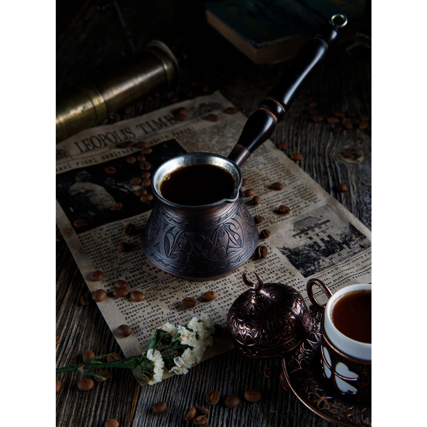 Stack man Thickest Engraved Solid Copper Turkish Coffee Pot – Stovetop ...