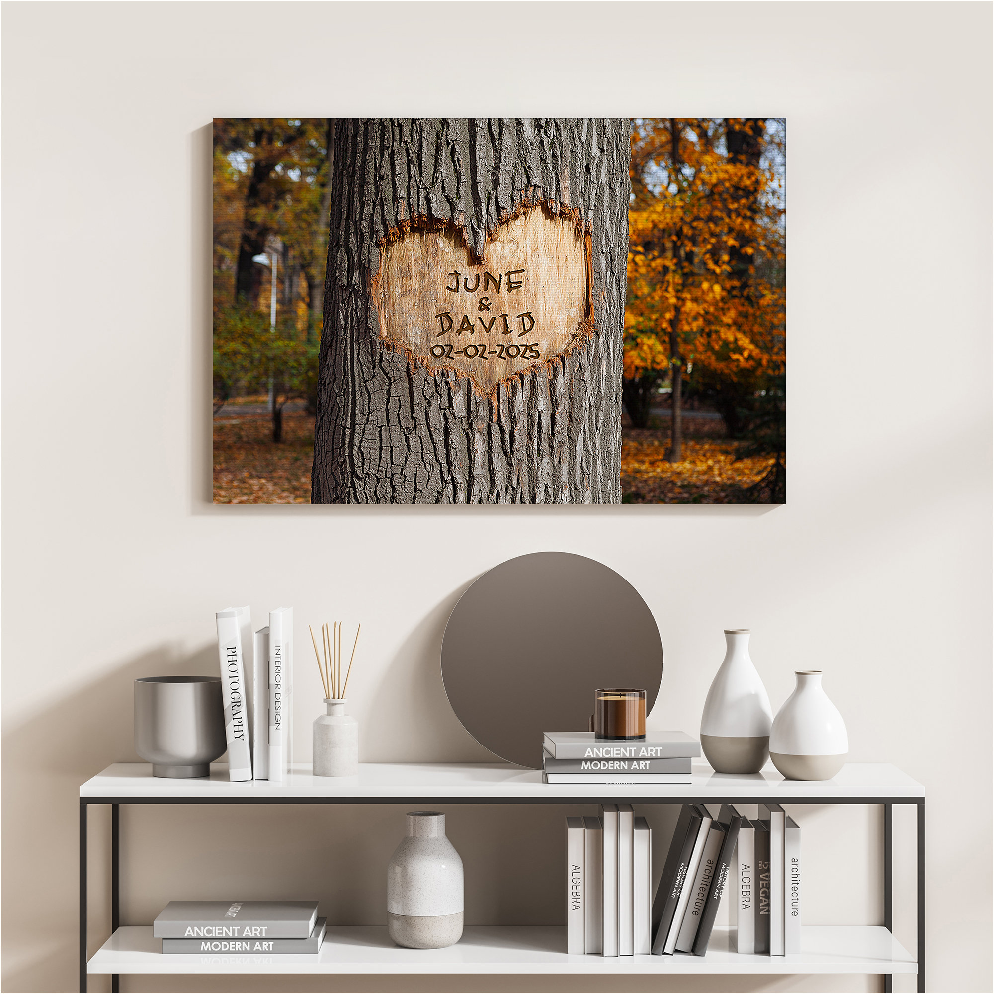 Millwood Pines Personalized Tree Carving Canvas Wall Art with Custom ...