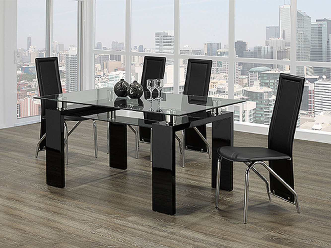 Ivy Bronx Hahnville Dining Set 1 Tempered Clear Glass Table Top With ...