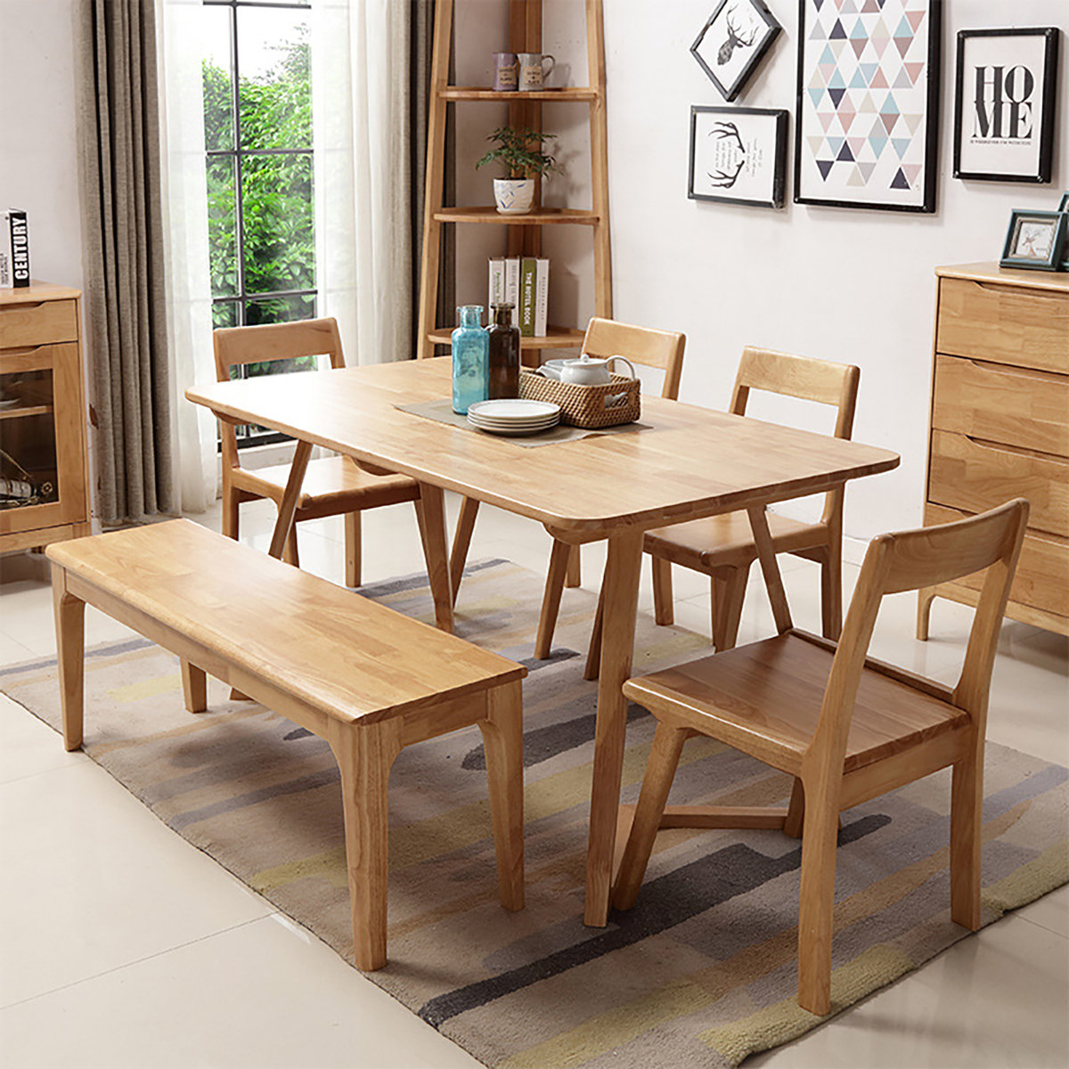 BALANBO Solid Wood Dining Bench Kitchen Dining Seat Entryway Bench ...