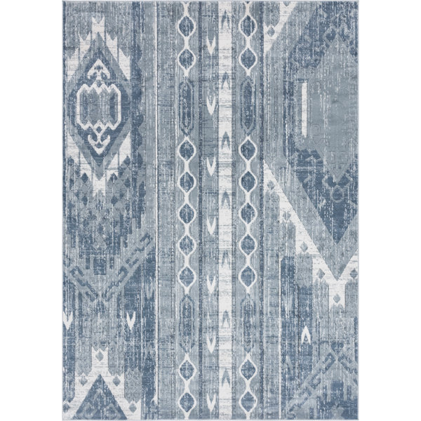 Union Rustic Santini Geometric Blue Area Rug & Reviews | Wayfair