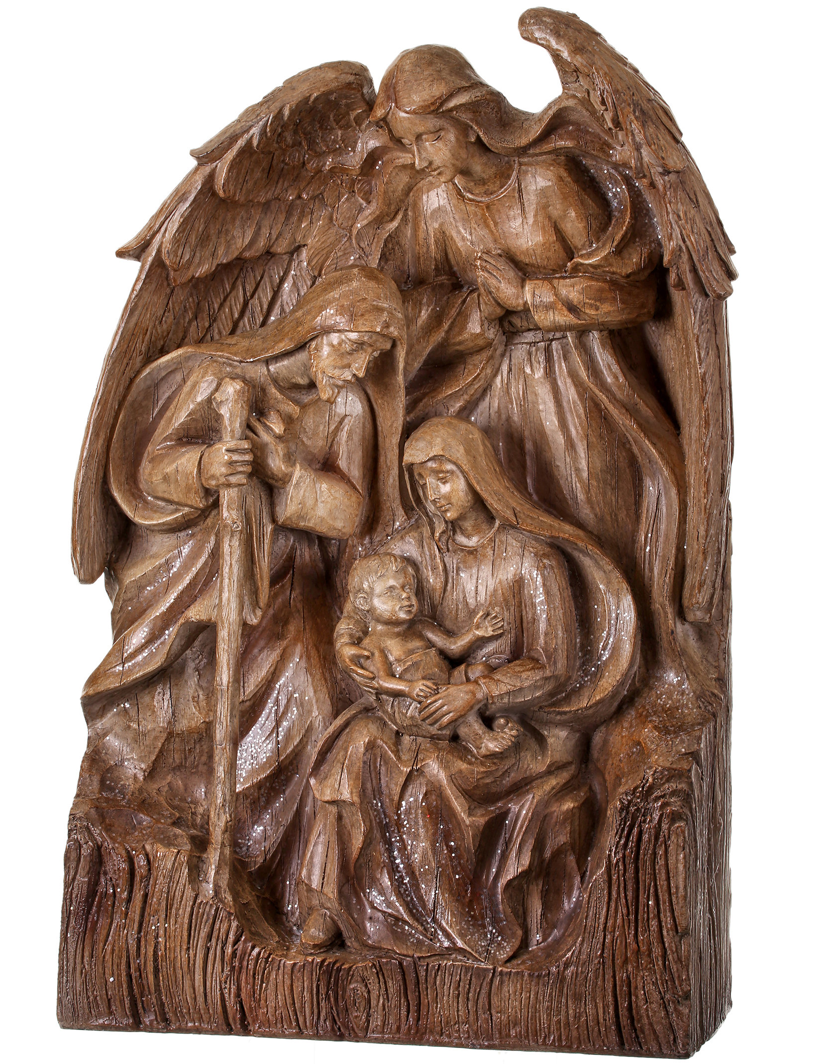 The Holiday Aisle® 18" Resin Wood Look Angel Holy Family - Wayfair Canada