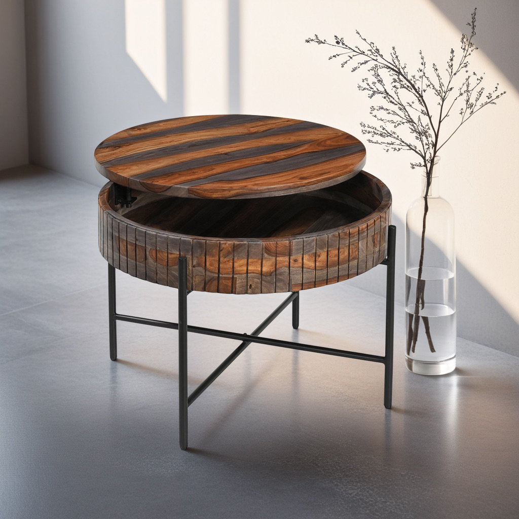 17 Stories Jimmy 28" Round Coffee Table In Capri Sheesham - Wayfair Canada