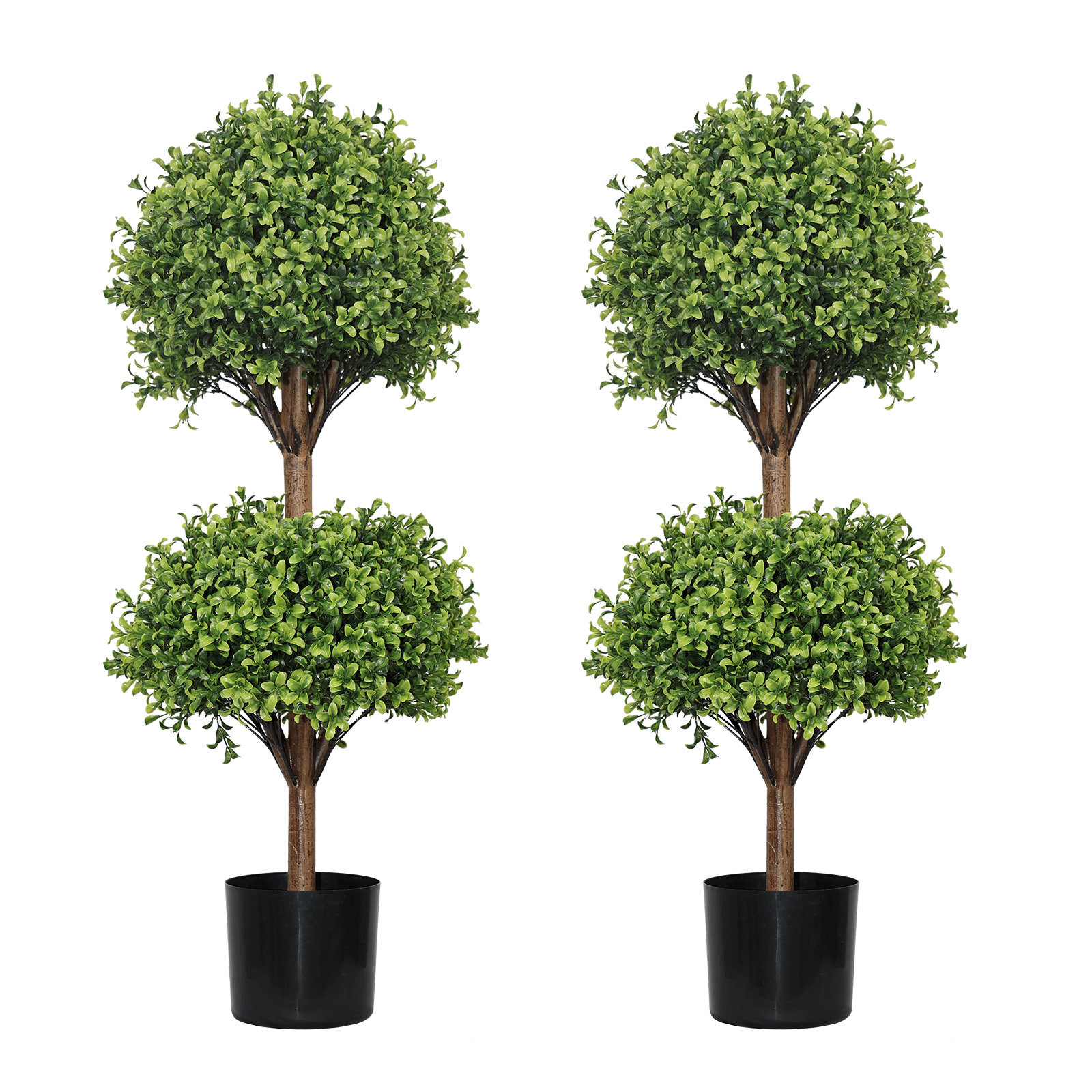 Primrue 40'' Artificial Boxwood Double Ball Topiary Trees | Wayfair