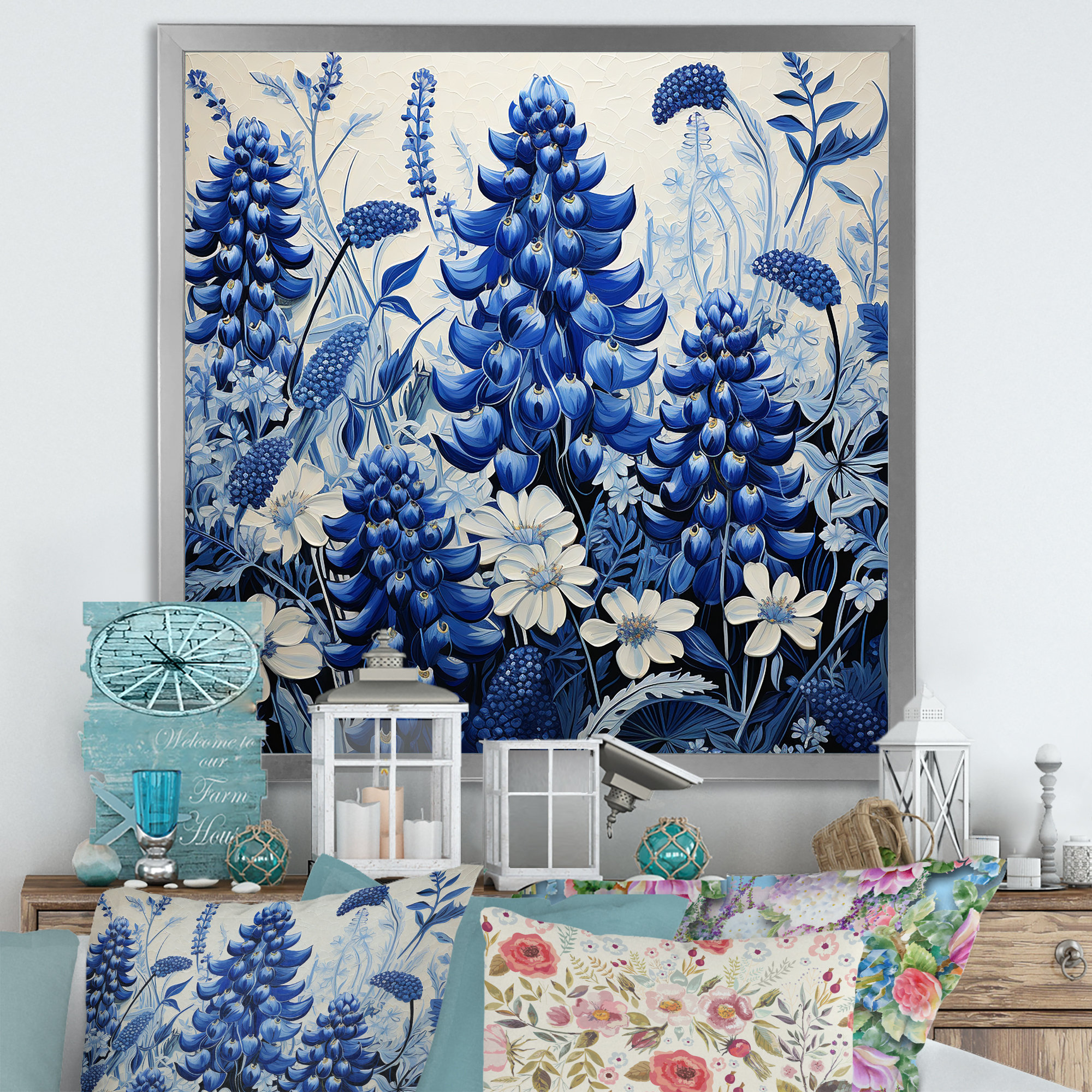 Design Art Blue Bonnets Floral Collage II - Blue Bonnets Canvas Print ...