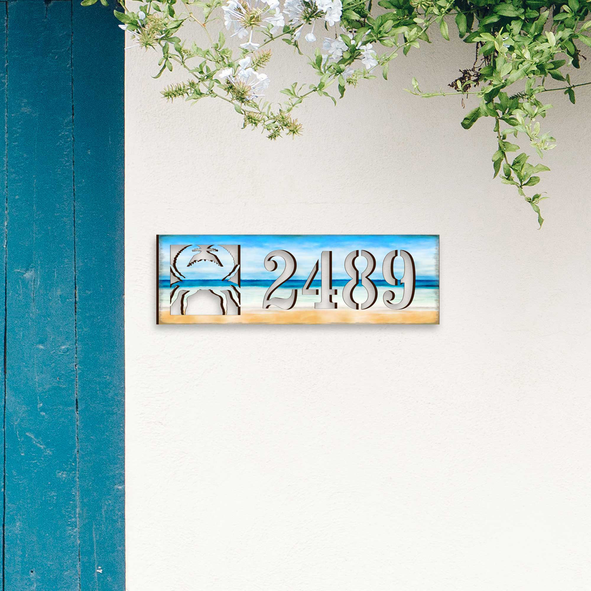 aMonogram Art Unlimited Crab Wooden Cottage Number Plaque | Address ...