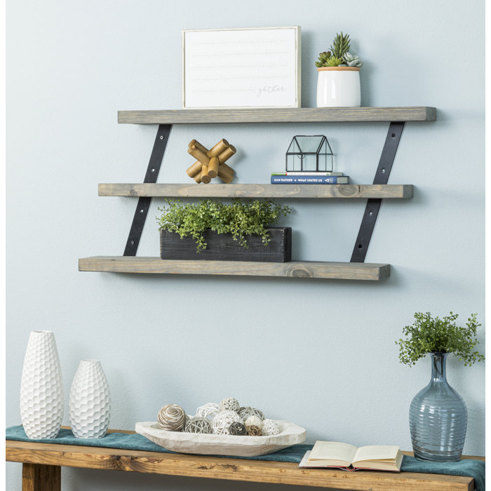 Birch Lane Serene 3 Piece Pine Solid Wood Tiered Shelf & Reviews ...