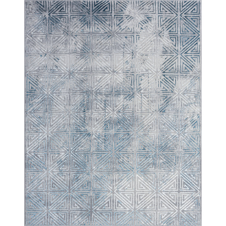17 Stories Lutjens Contemporary Geometric Blue Area Rug & Reviews | Wayfair