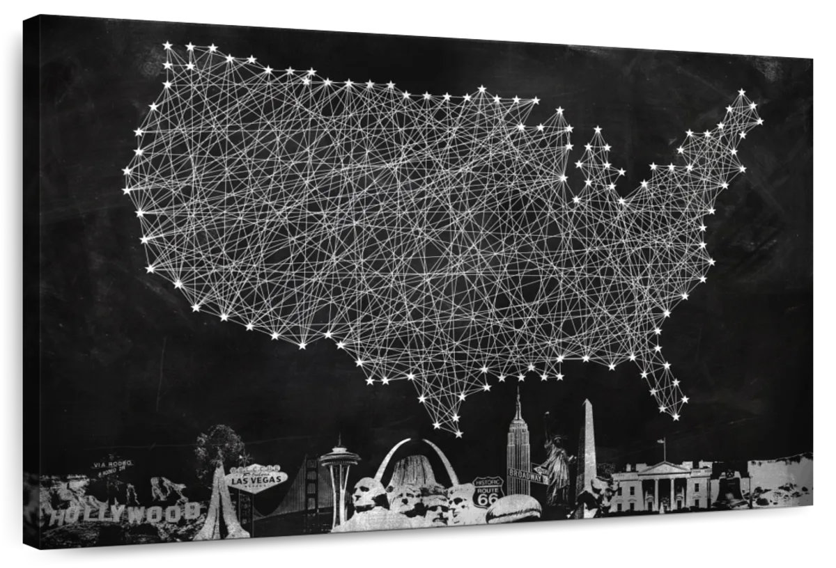 Breakwater Bay Aliaz BW Strings USA Map | Wayfair