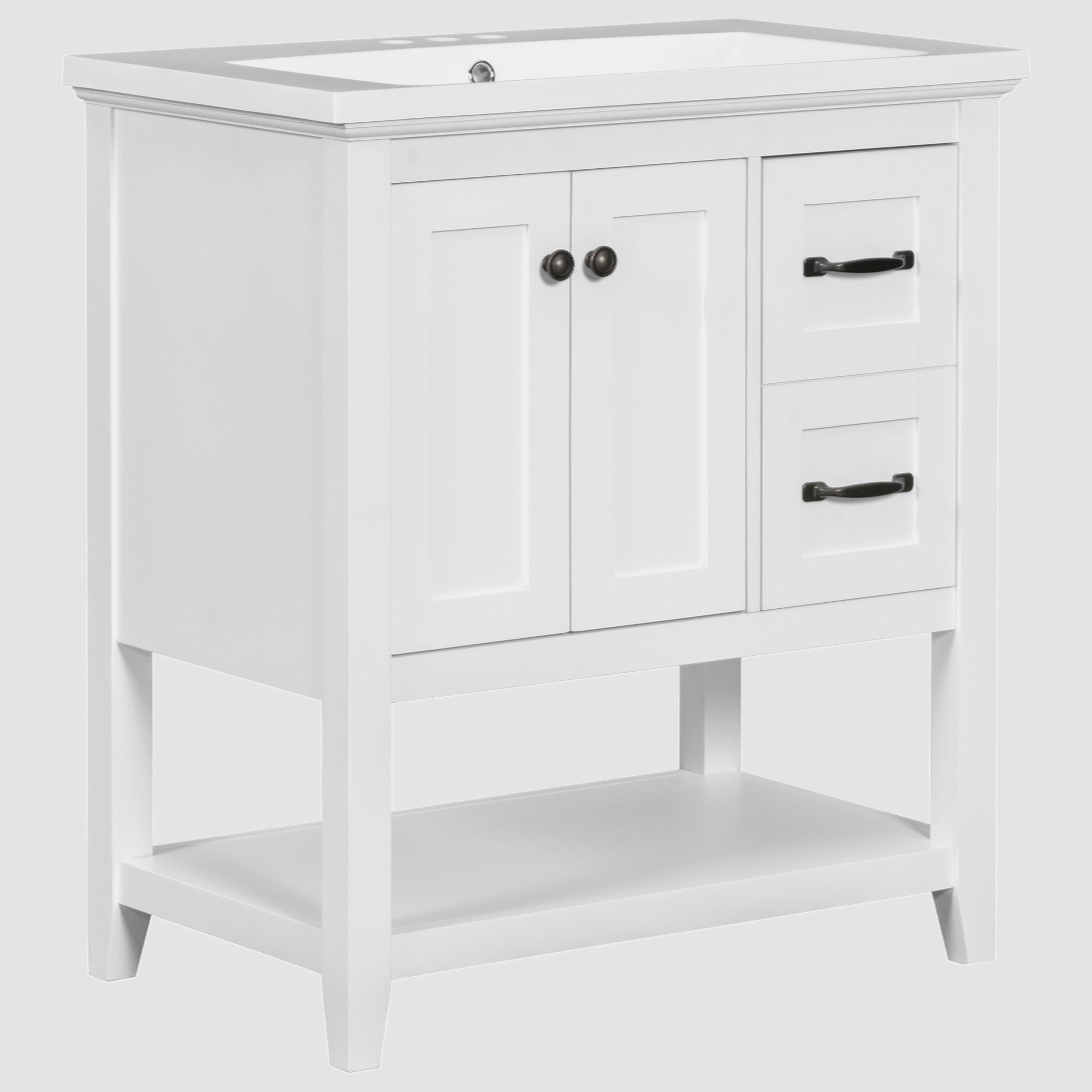 Ebern Designs 30" Bathroom Vanity With Ceramic Sink Top, Vanity Cabinet ...