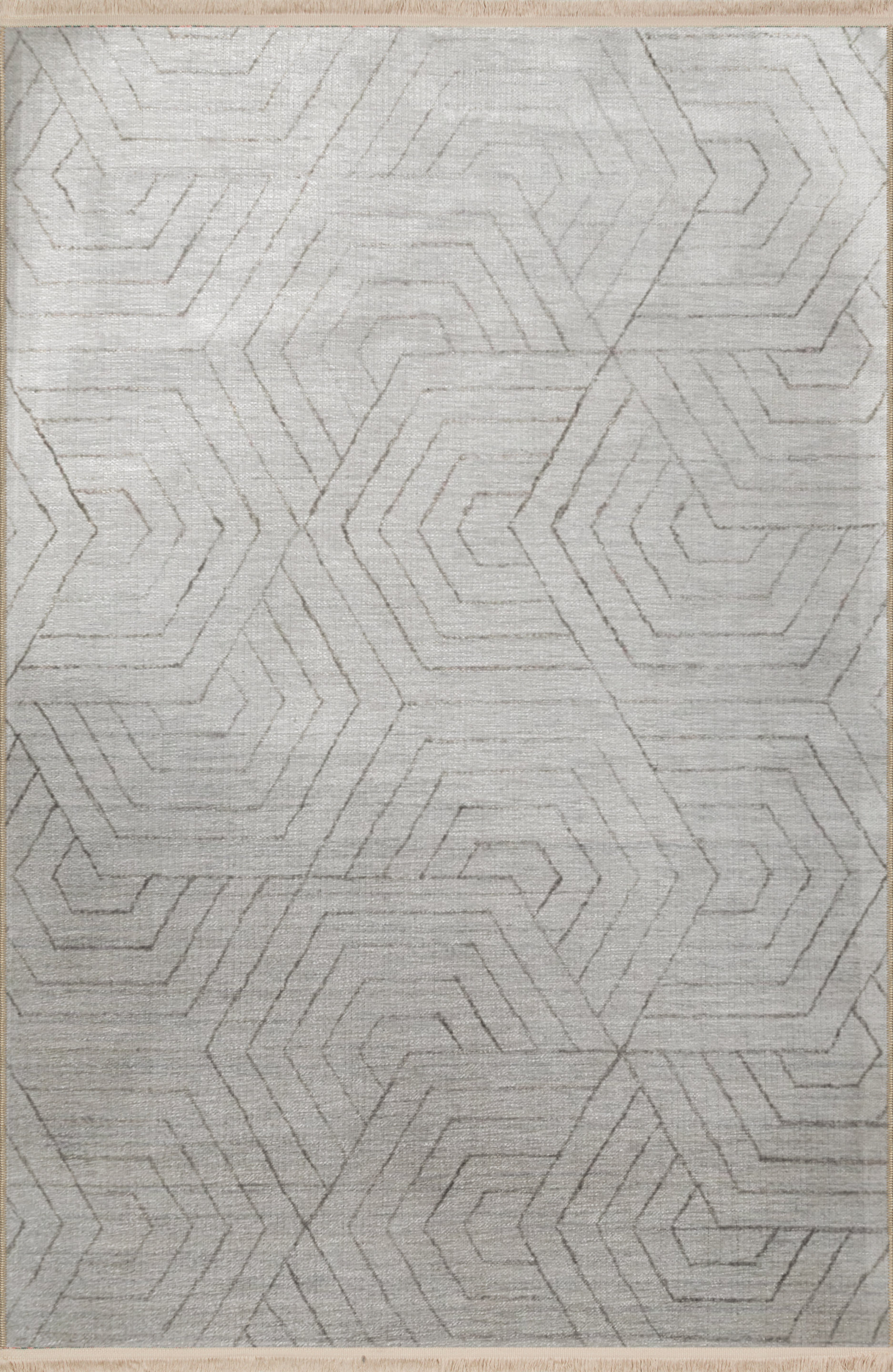 Bungalow Rose Beige Gray Themed Geometric Patterned Fringed Modern ...