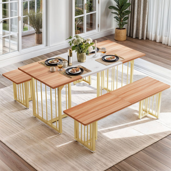 Mercer41 Laquavious 63.00 L x 29.52 W Modern 3 piece Dining Table Set ...