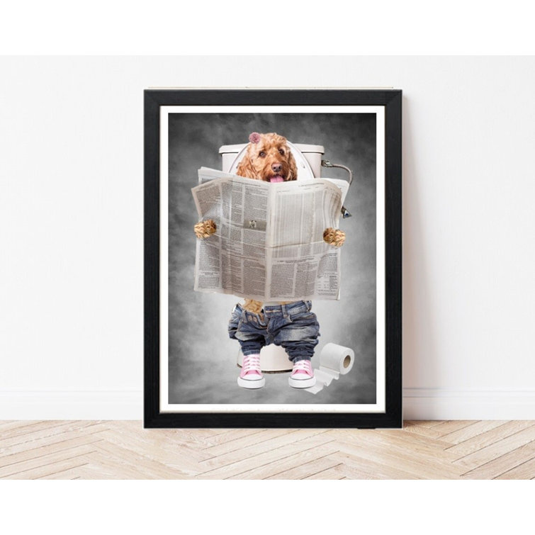 Happy Larry Girl Cockerpoo Print - Cockapoo On Toilet - Funny Bathroom ...
