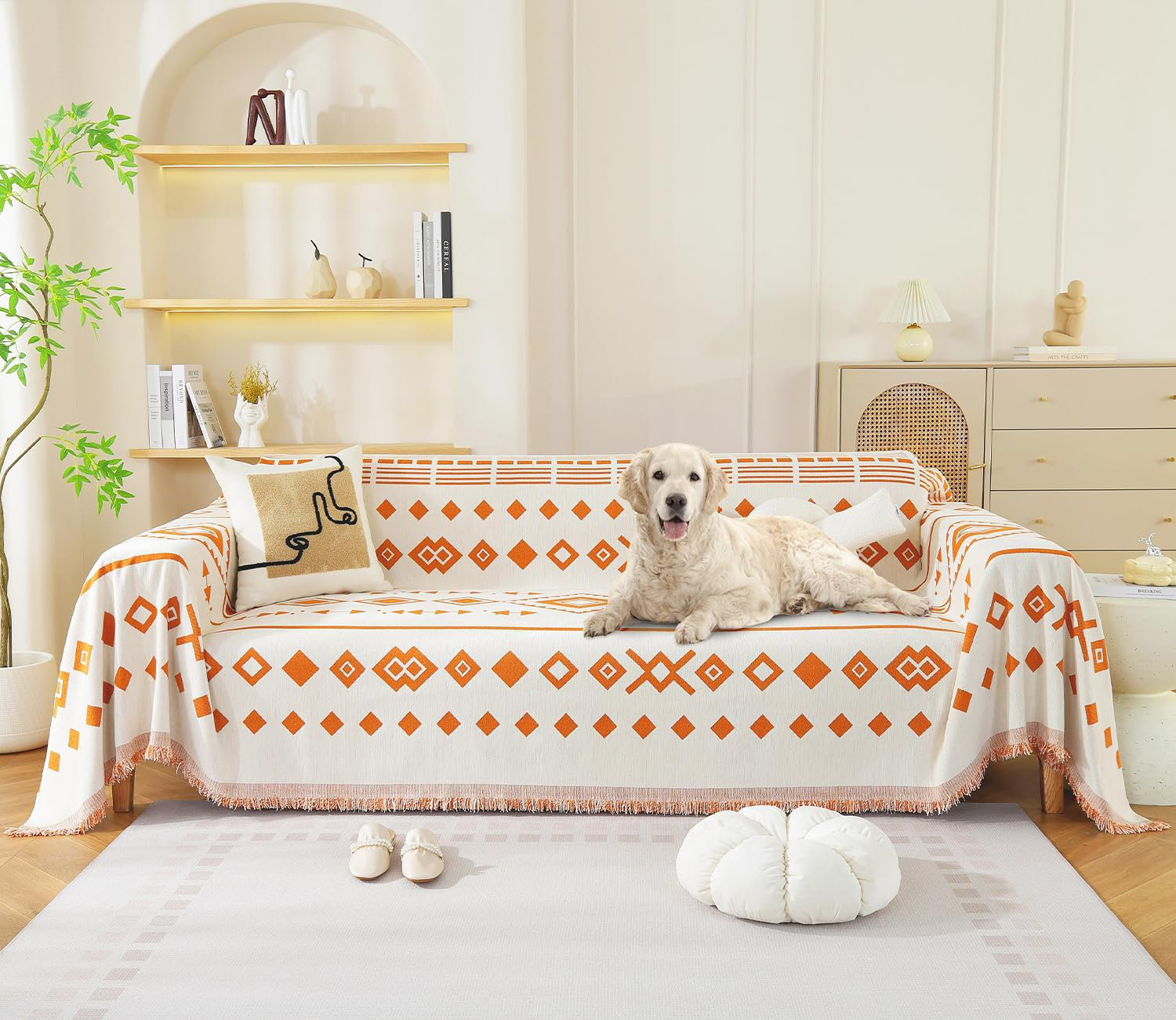 SUPBAN Boho Couch Cover Reversible Geometric Sectional Couch Covers ...